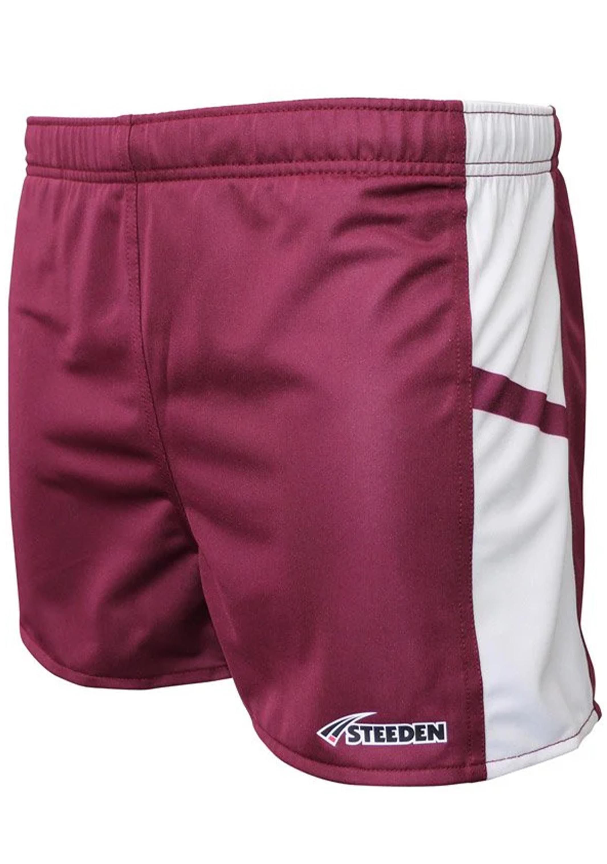 Steeden Men’s Rugby League Shorts Maroon/White – Jim Kidd Sports