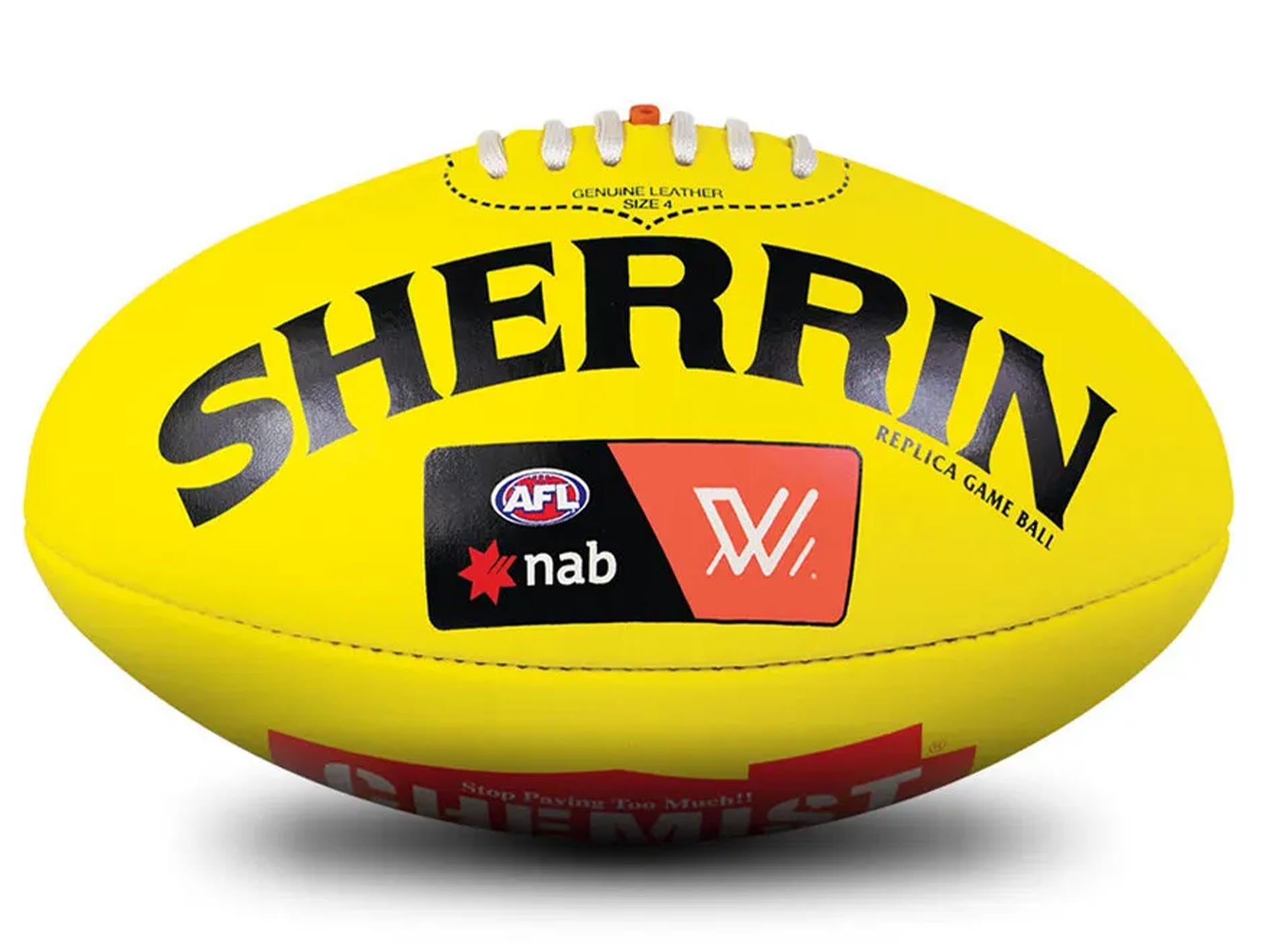 Sherrin AFL Leather AFLW Replica 4408/WOM/YEL/REPLICA – Jim Kidd Sports