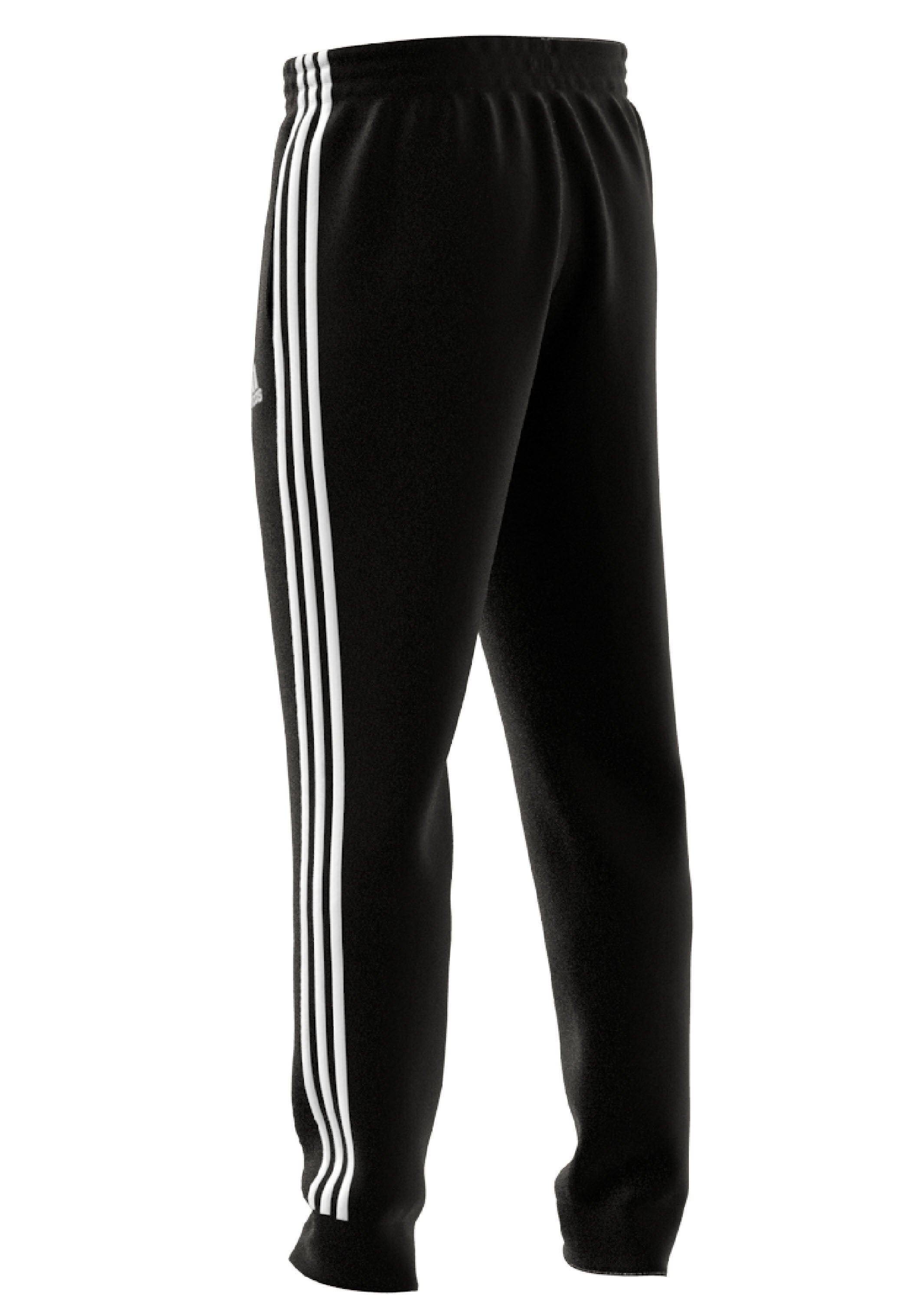 Adidas Mens Essentials Fleece Tapered Cuffed 3 Stripes Joggers Hl6880